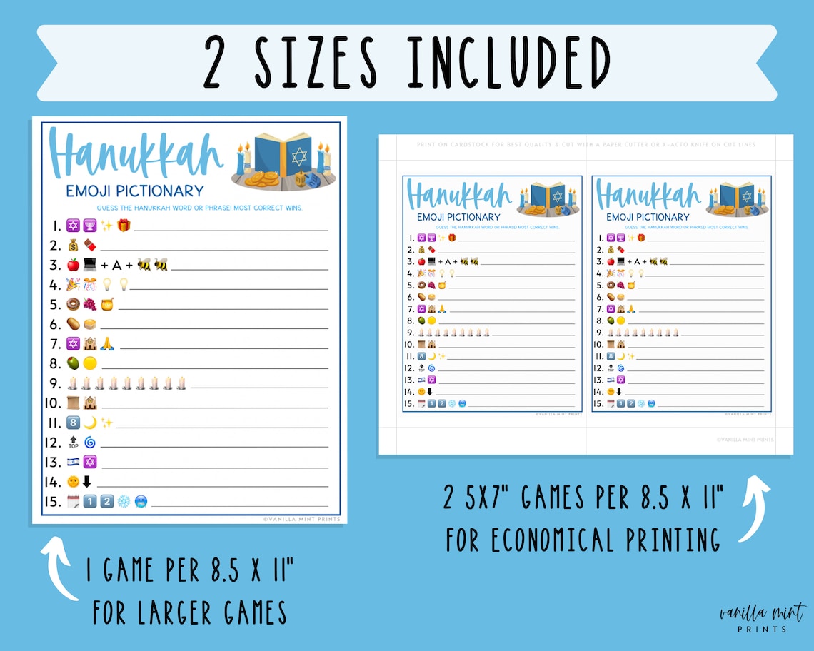 Hanukkah Emoji Pictionary Party Games Chanukah Celebration - Etsy