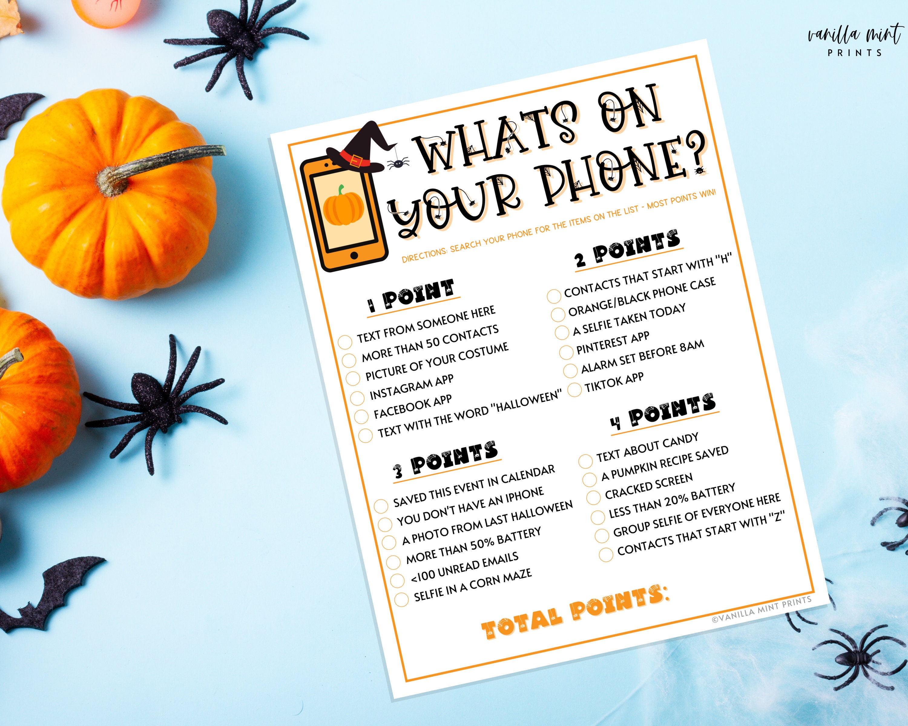 Halloween What's on Your Phone Party Game Halloween - Etsy