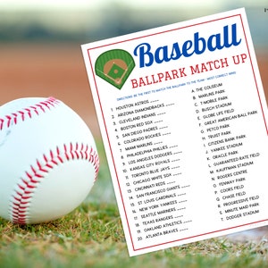 Baseball Ballpark Match up Trivia Game | Printable Baseball Team Party ...