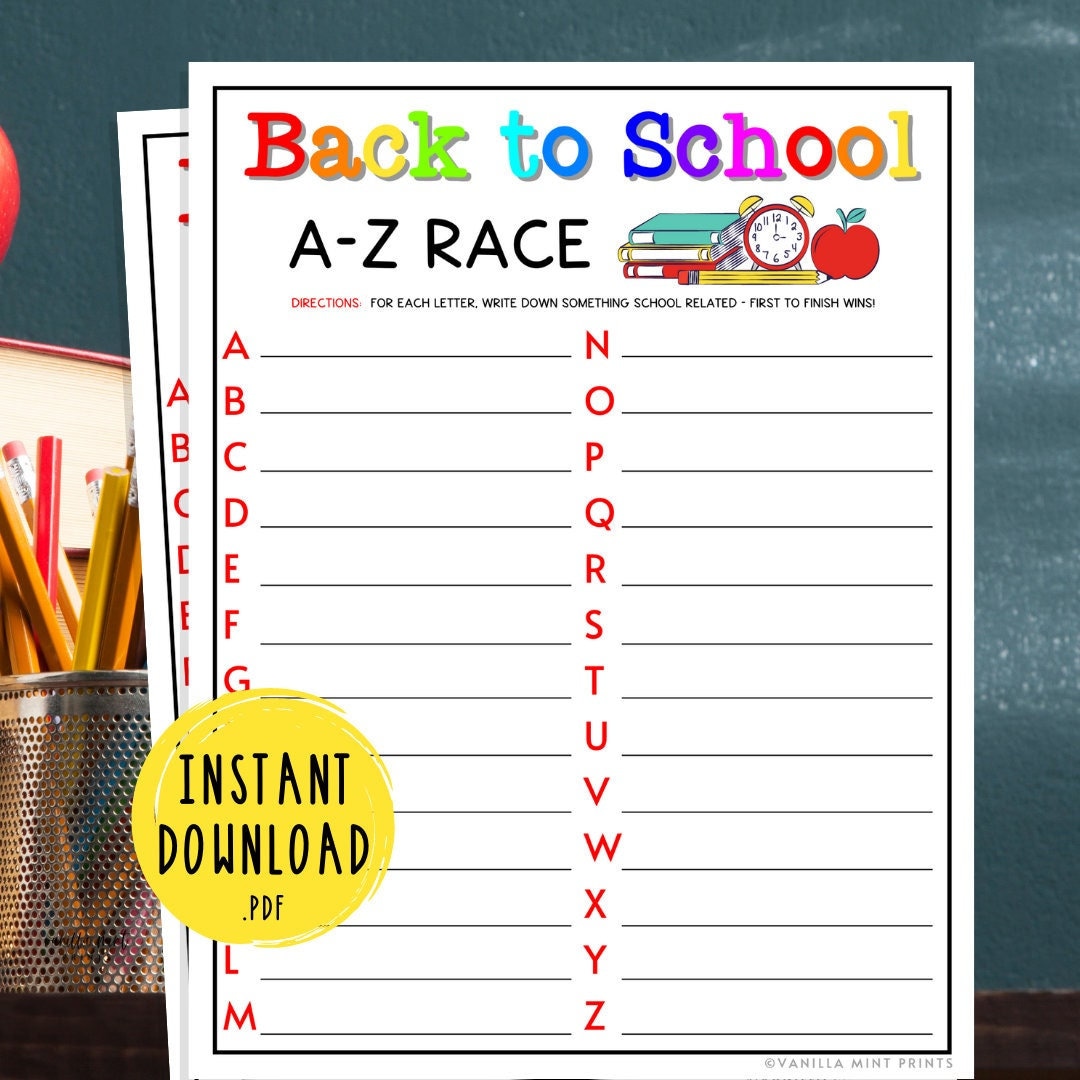 Back to School Game | A - Z Race | First Day of School Activities ...