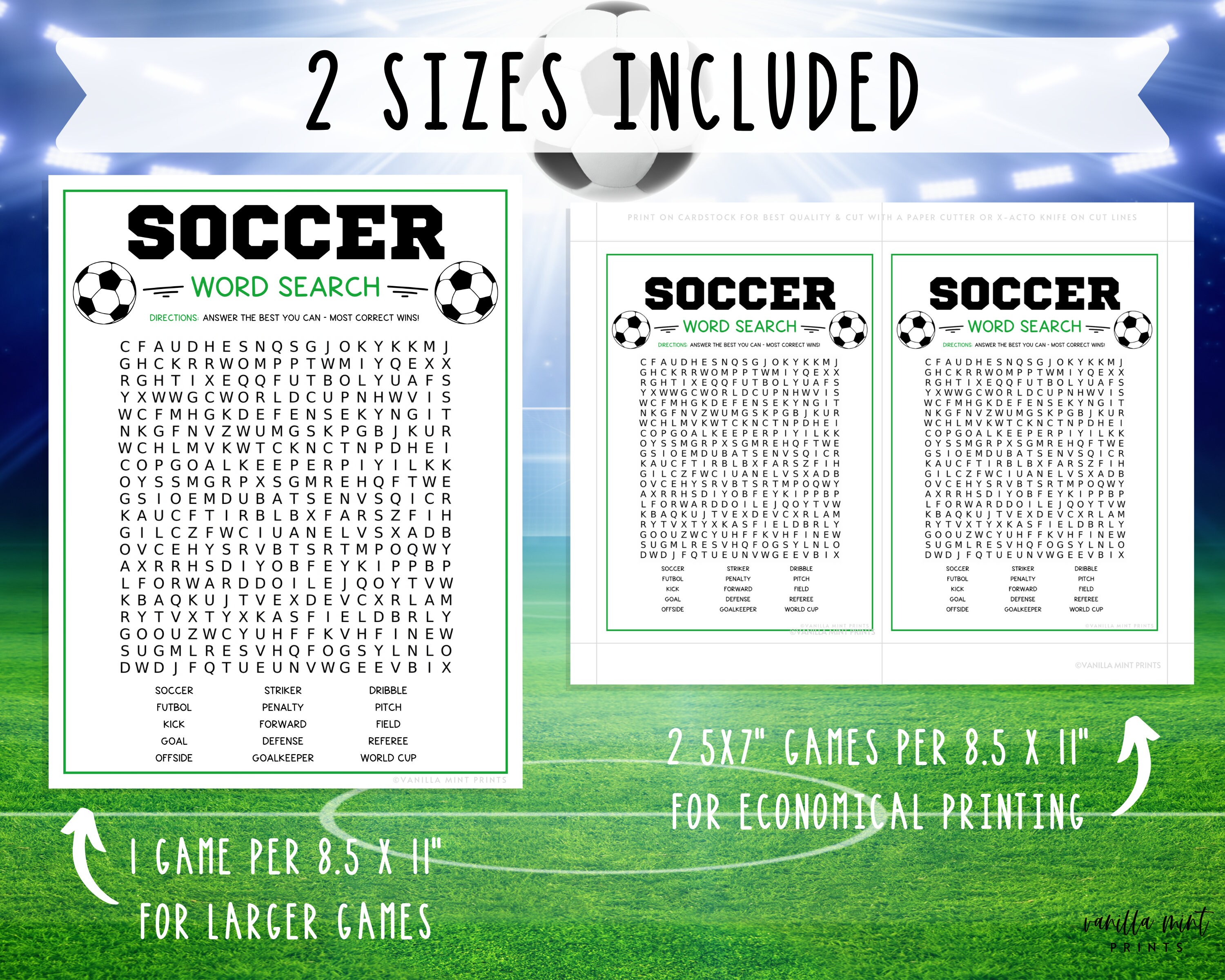 Soccer Word Search Game | Printable Soccer Team Party Games | Futbol ...