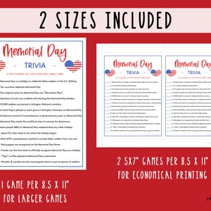 Memorial Day Trivia Game | Printable Memorial Day Party Games | America ...