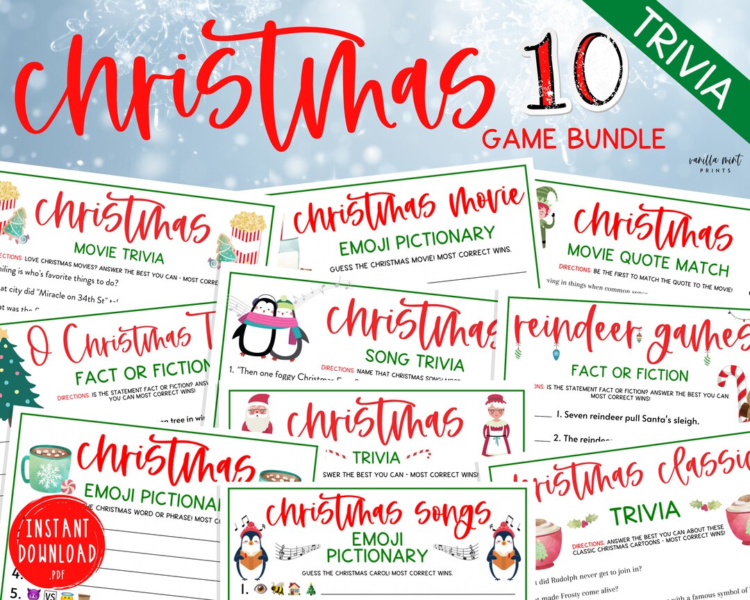 Christmas Game TRIVIA BUNDLE | 10 Christmas Trivia Printable Games ...