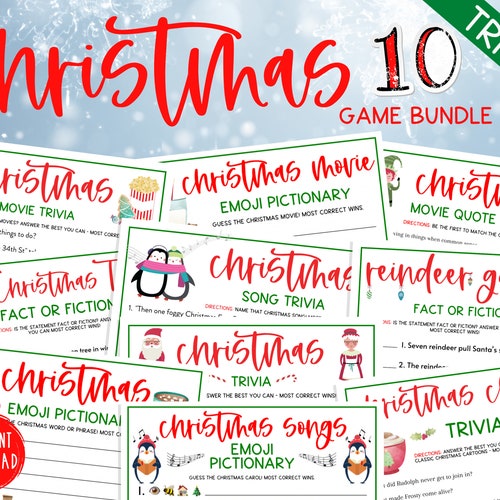 Christmas Trivia Game Christmas Trivia Printable Games | Etsy