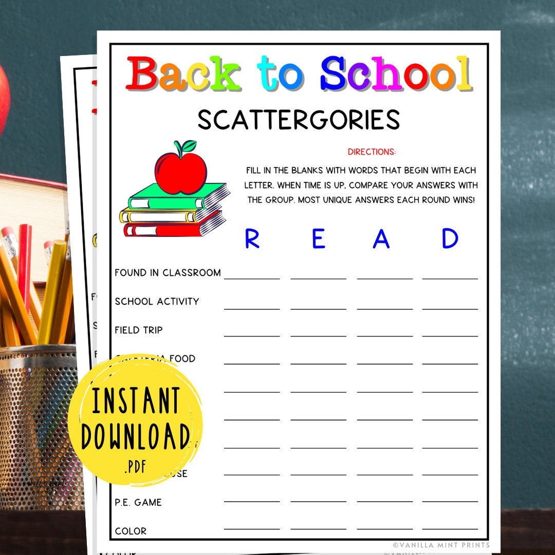 Back to School Game | Scattergories | First Day of School Activities ...