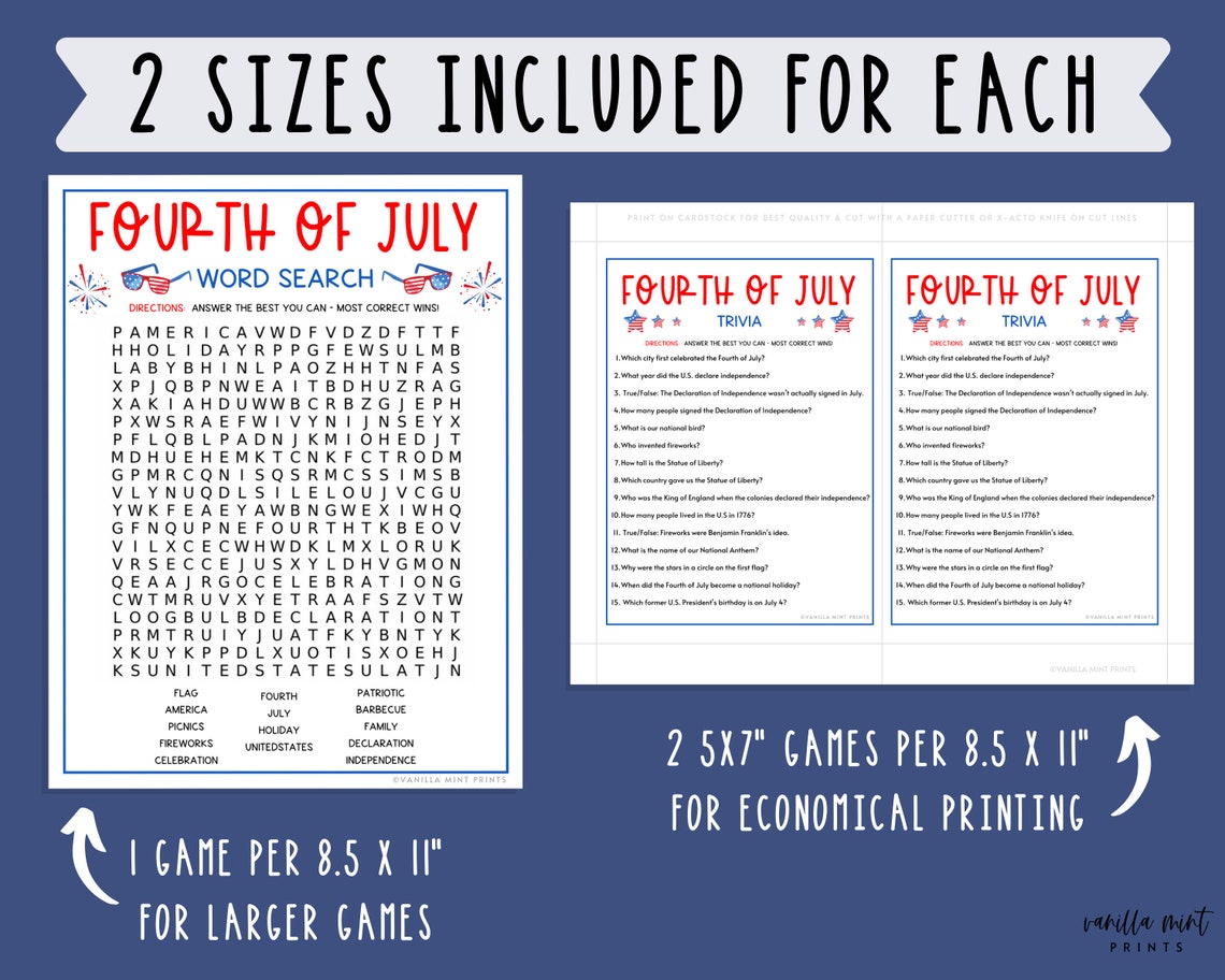 Fourth of July 10 Party Games BUNDLE 4th of July Printable - Etsy