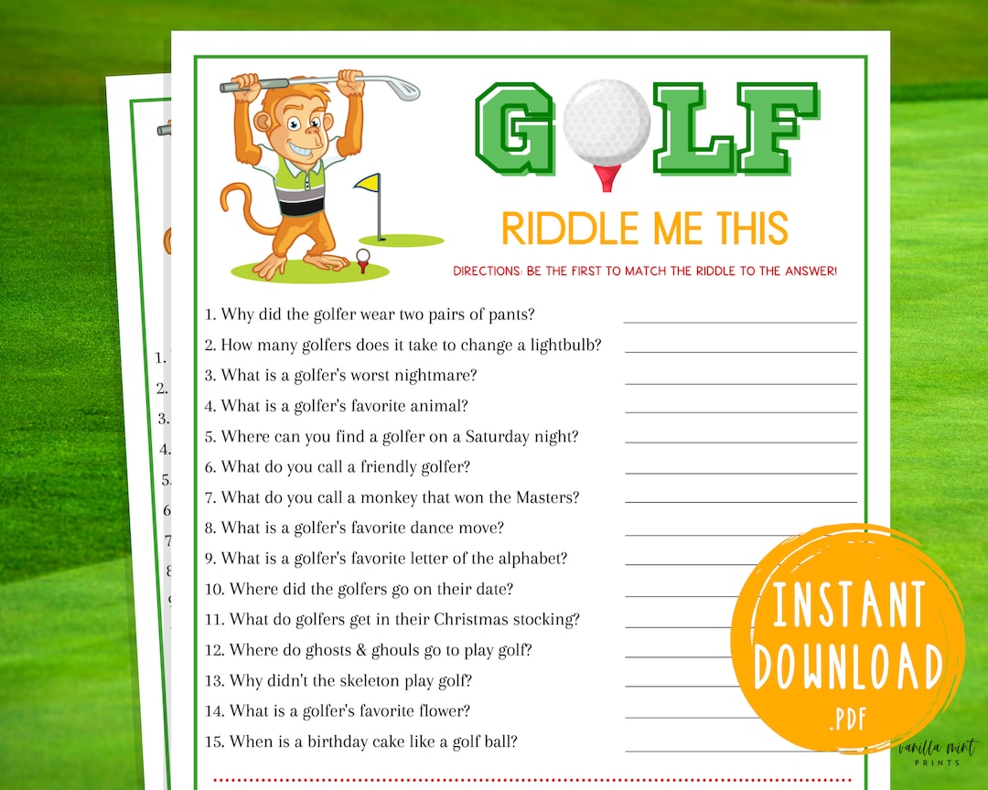 Golf Riddle Me This Game | Printable Golf Team Party Game | Masters ...