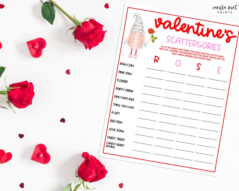 Valentine's Day Scattergories Game Fun Valentine's - Etsy