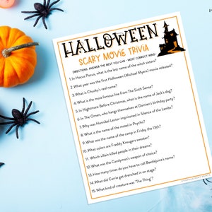 Halloween Scary Movie Trivia Game Halloween Printable Games | Etsy
