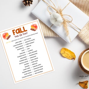 Fall This or That Game | Printable Autumn Party Game | Fall Time ...