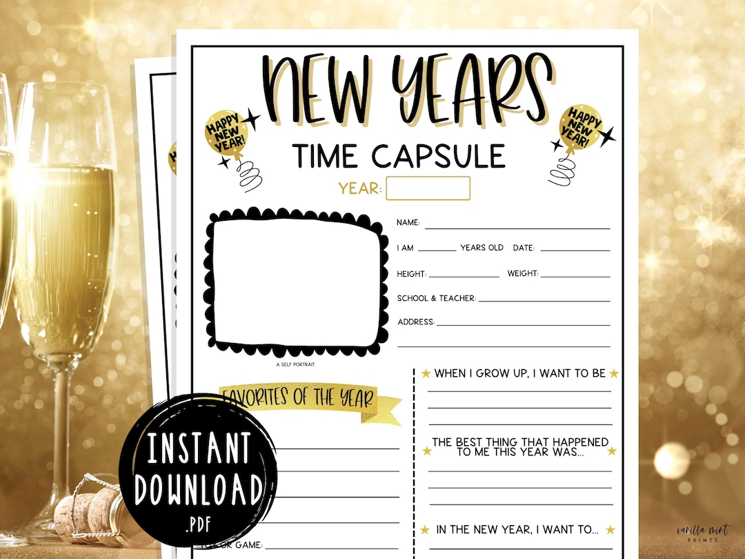 New Years Eve Kid's Time Capsule Game Fun New Years Eve Party Games NYE ...