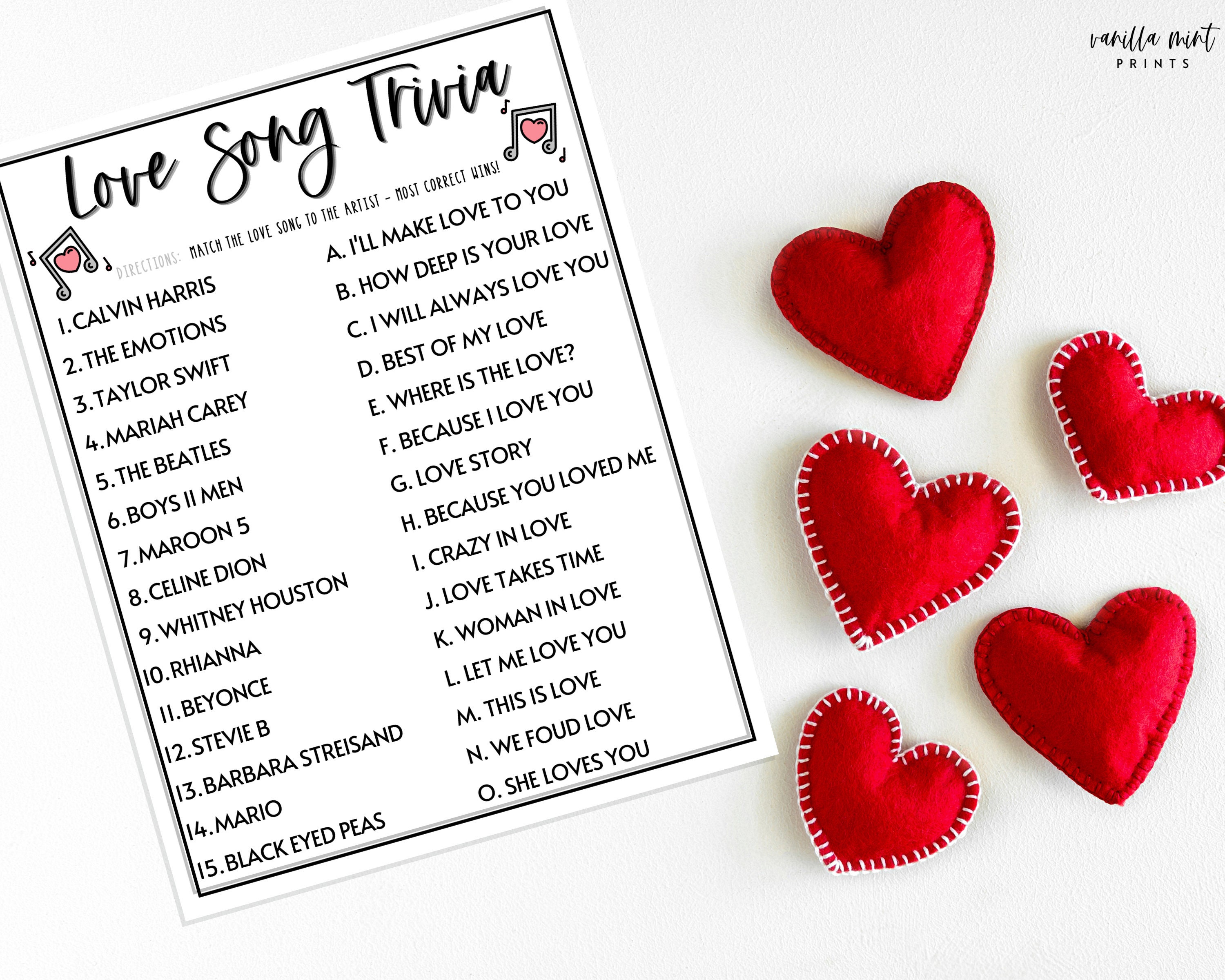 Anniversary Games Love Song Trivia Game Fun Anniversary - Etsy