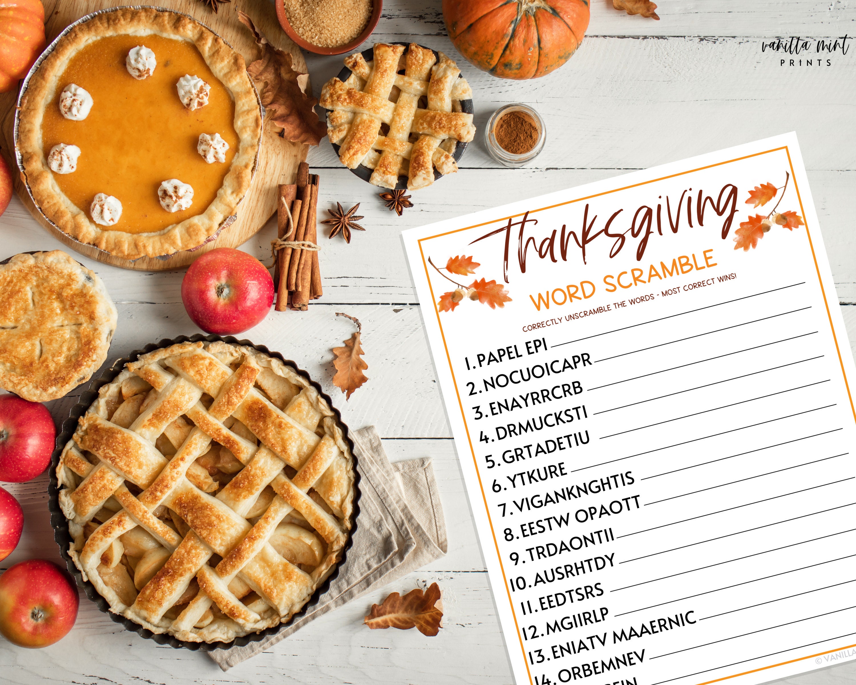 Thanksgiving Word Scramble Game Thanksgiving Printable Games - Etsy