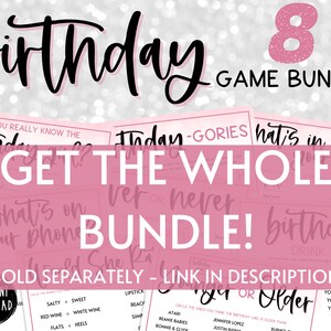 PINK Adult Birthday Party Games Younger or Older Birthday Party Game ...