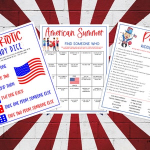 Fourth of July 5 Party Games KIDS BUNDLE | 4th of July Printable Game ...