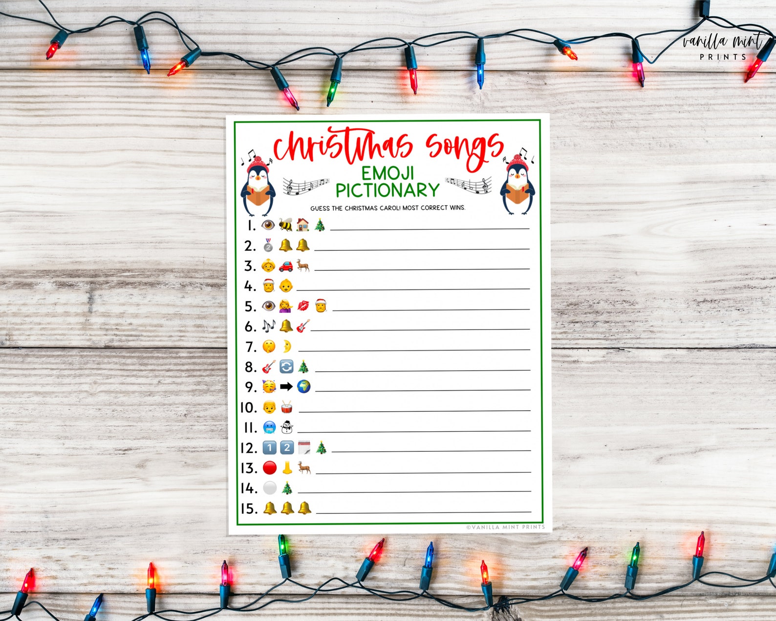 Christmas Songs Emoji Pictionary Game Xmas Music Emoji Games - Etsy