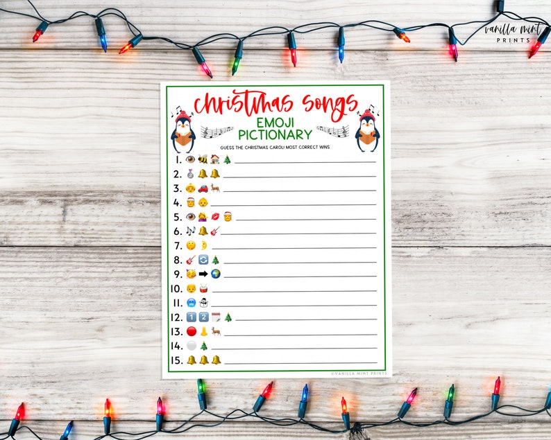 Christmas Songs Emoji Pictionary Game Xmas Music Emoji Games - Etsy