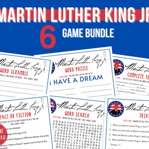 Martin Luther King Jr Day 6 Game Bundle | MLK Jr Day Printable Games ...