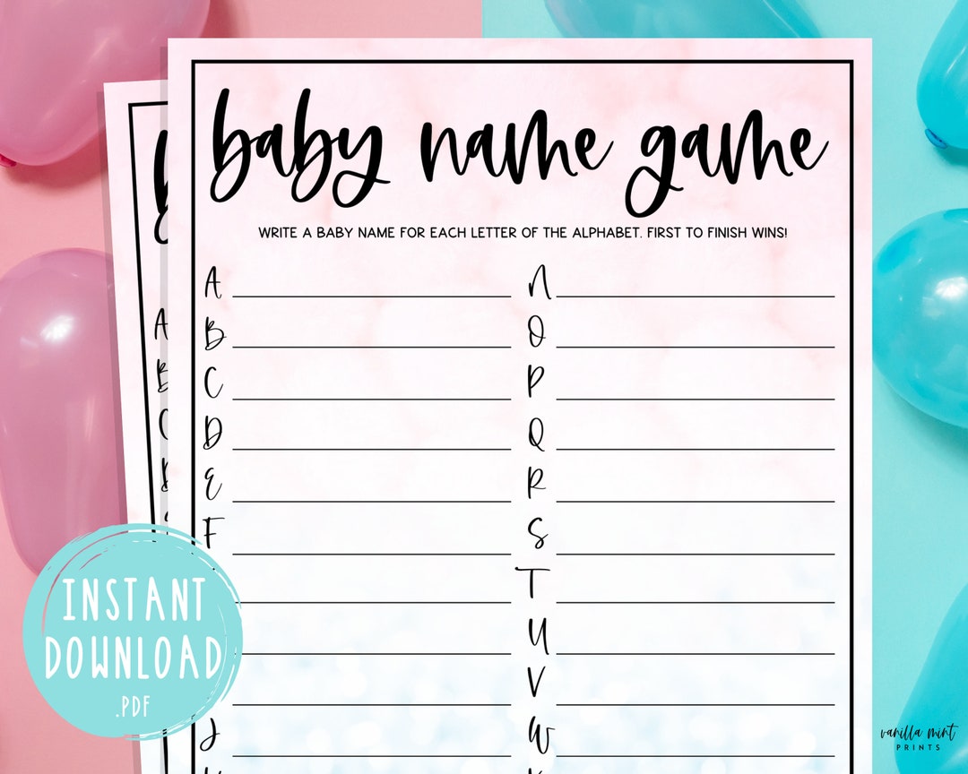 Baby Name Game | A-Z | Gender Reveal Party Games | Baby Shower | Fun ...