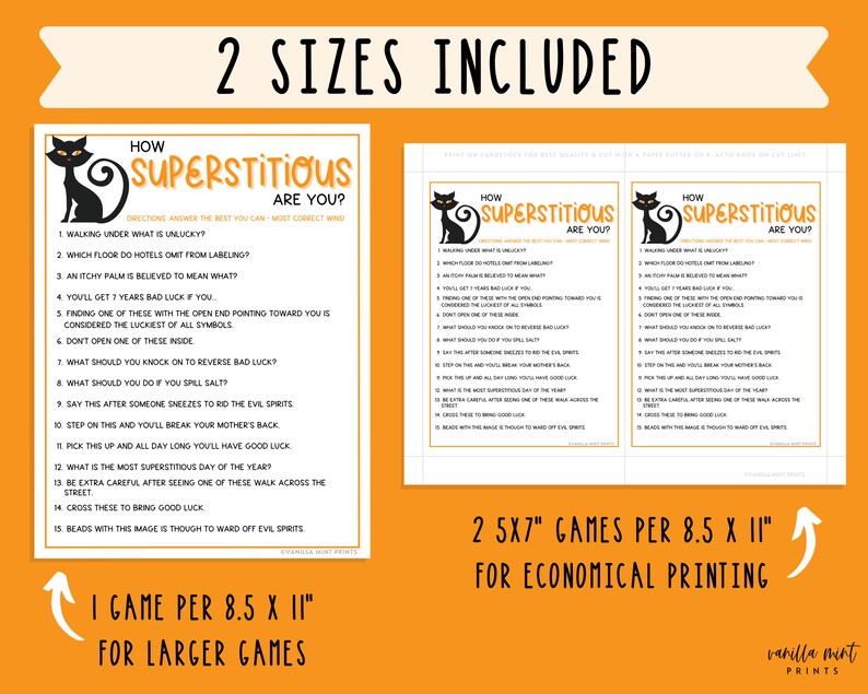 Halloween Superstitious Trivia Game Superstition Games How - Etsy