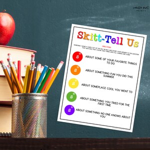 Skitt-tell Us Icebreaker Game | Back to School | First Day of School ...