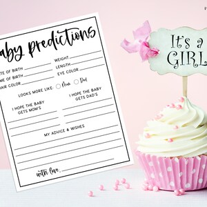 Baby Predictions | Fun Minimalist Baby Shower Party Games | Advice ...