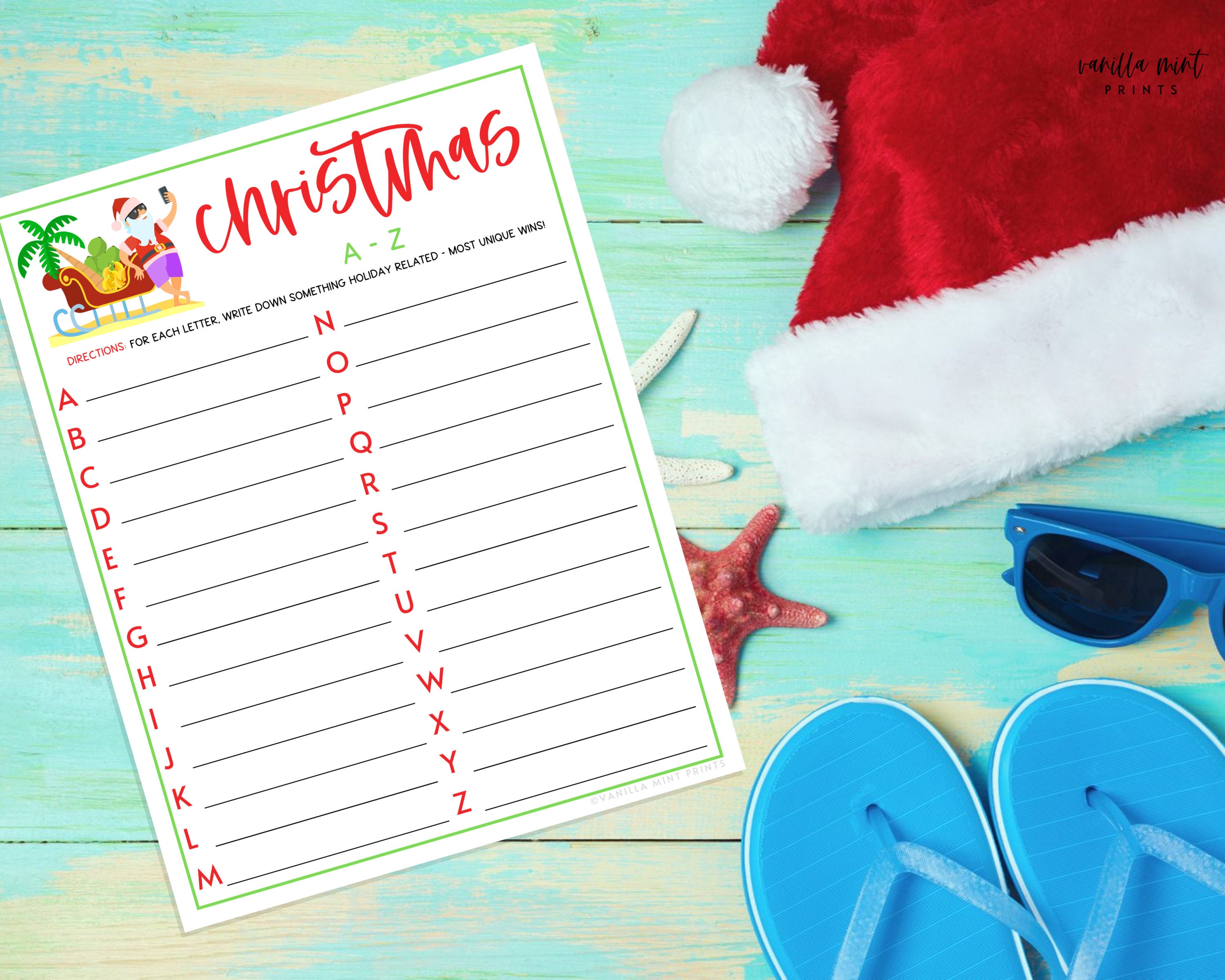 Christmas in July A Z Word Puzzle Party Game Beach - Etsy