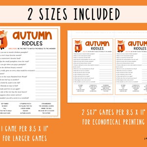 Fall Riddles Game Printable Autumn Games Fall Time - Etsy