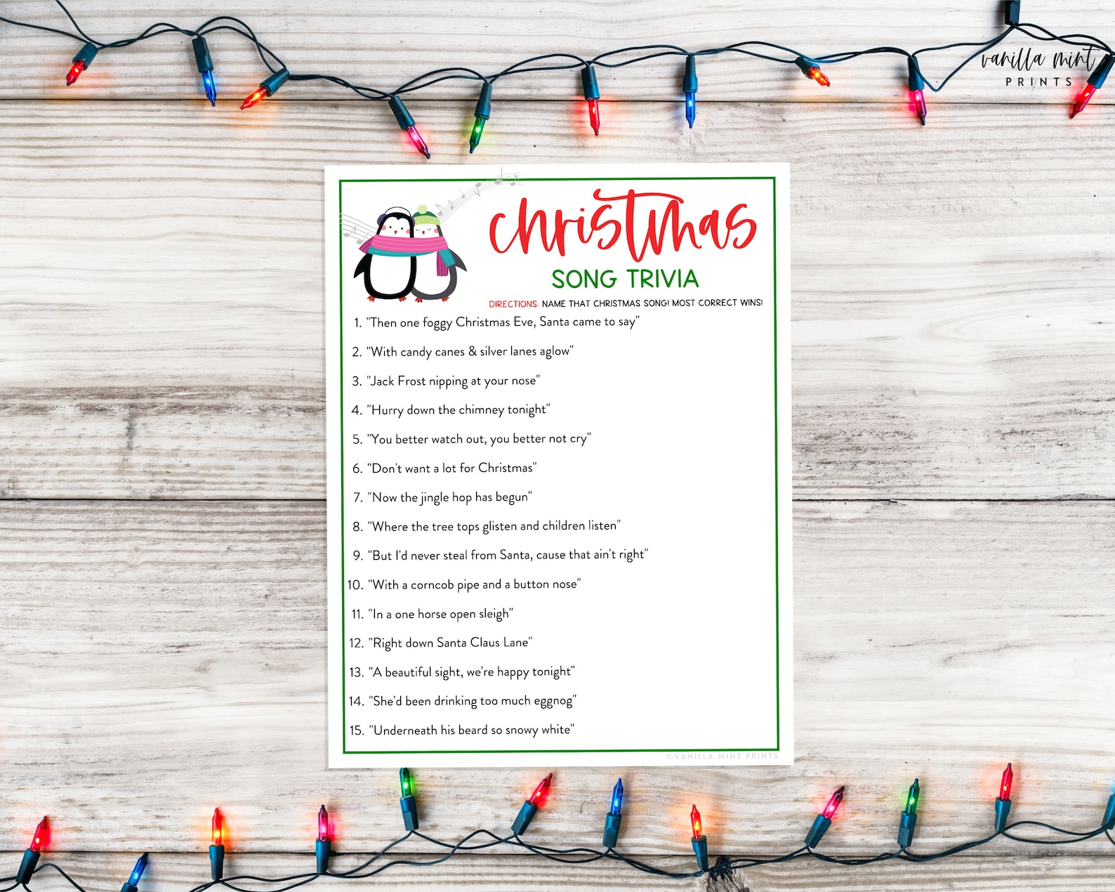 Christmas Song Trivia Game Christmas Music Trivia Printable | Etsy