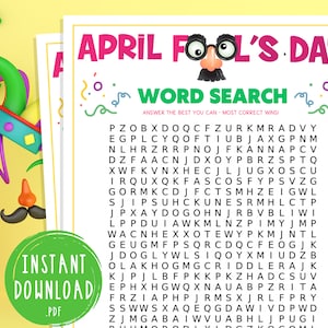 April Fool's Day Word Search Game | April Fools Party Games | Printable ...