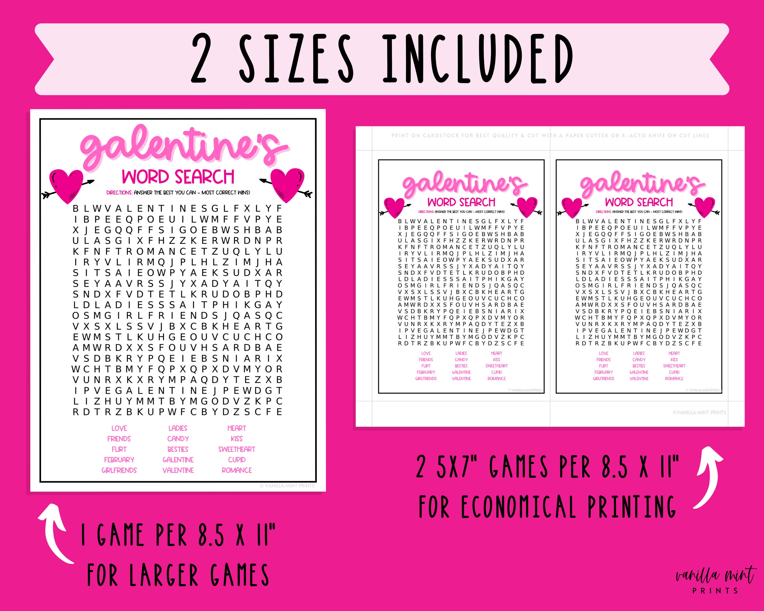 Galentine's Day Word Search Game Fun Party Games Girls - Etsy
