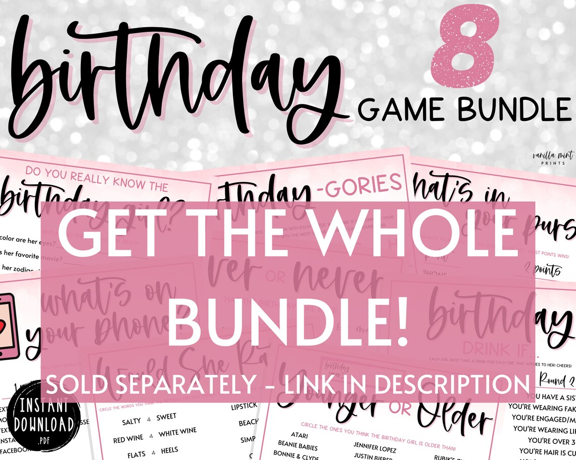 PINK Adult Birthday Party Games Birthday Drink If Party Game - Etsy