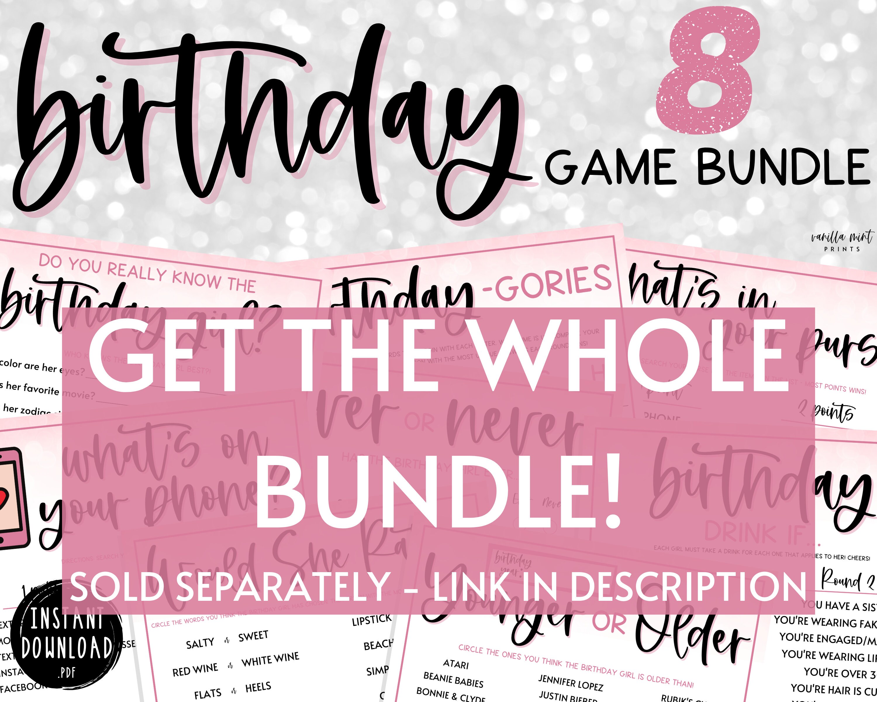 PINK Adult Birthday Party Games Birthday Drink If Party Game - Etsy