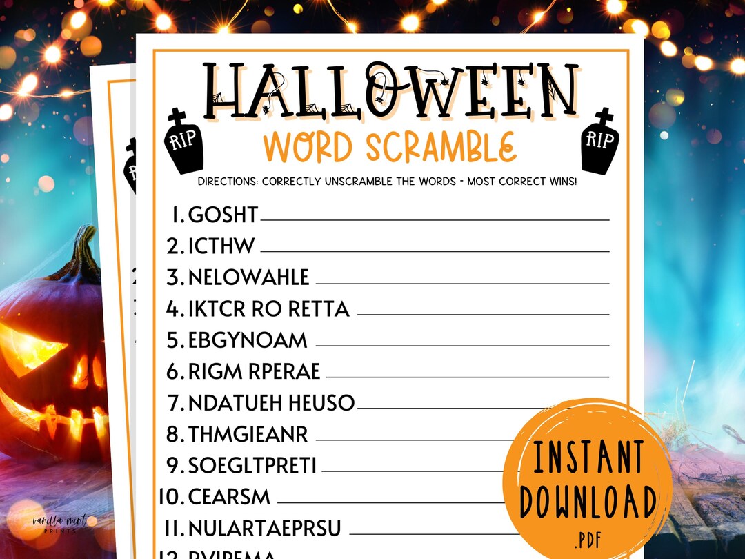 Halloween Word Scramble Game | Halloween Printable Games | Halloween ...