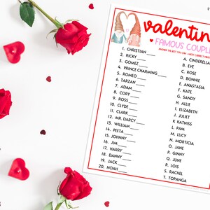 Valentine's Day Famous Couples Match Game | Valentine Printable Games ...