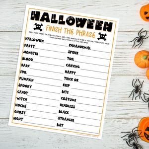 Halloween Finish That Phrase Game | Halloween Printable Games ...