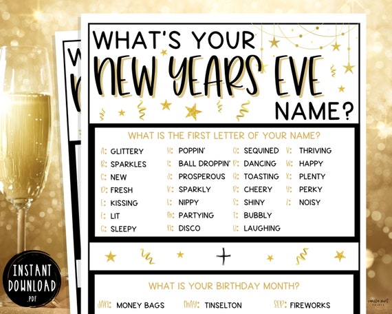 What is Your New Years Eve Name Game New Years Games Fun - Etsy