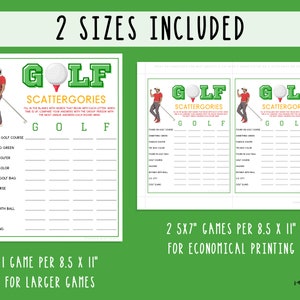 Golf Scattergories Game | Printable Golf Team Party Game | Masters Golf ...