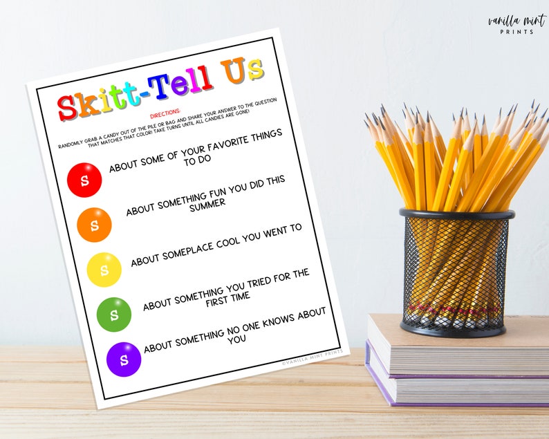 Skitt-tell Us Icebreaker Game Back to School First Day of - Etsy