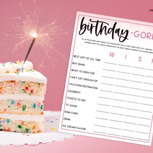 PINK Adult Birthday Party Games Birthday Scattergories - Etsy