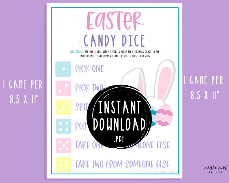 Easter Candy Dice Game Easter Party Games for Kids Kids - Etsy
