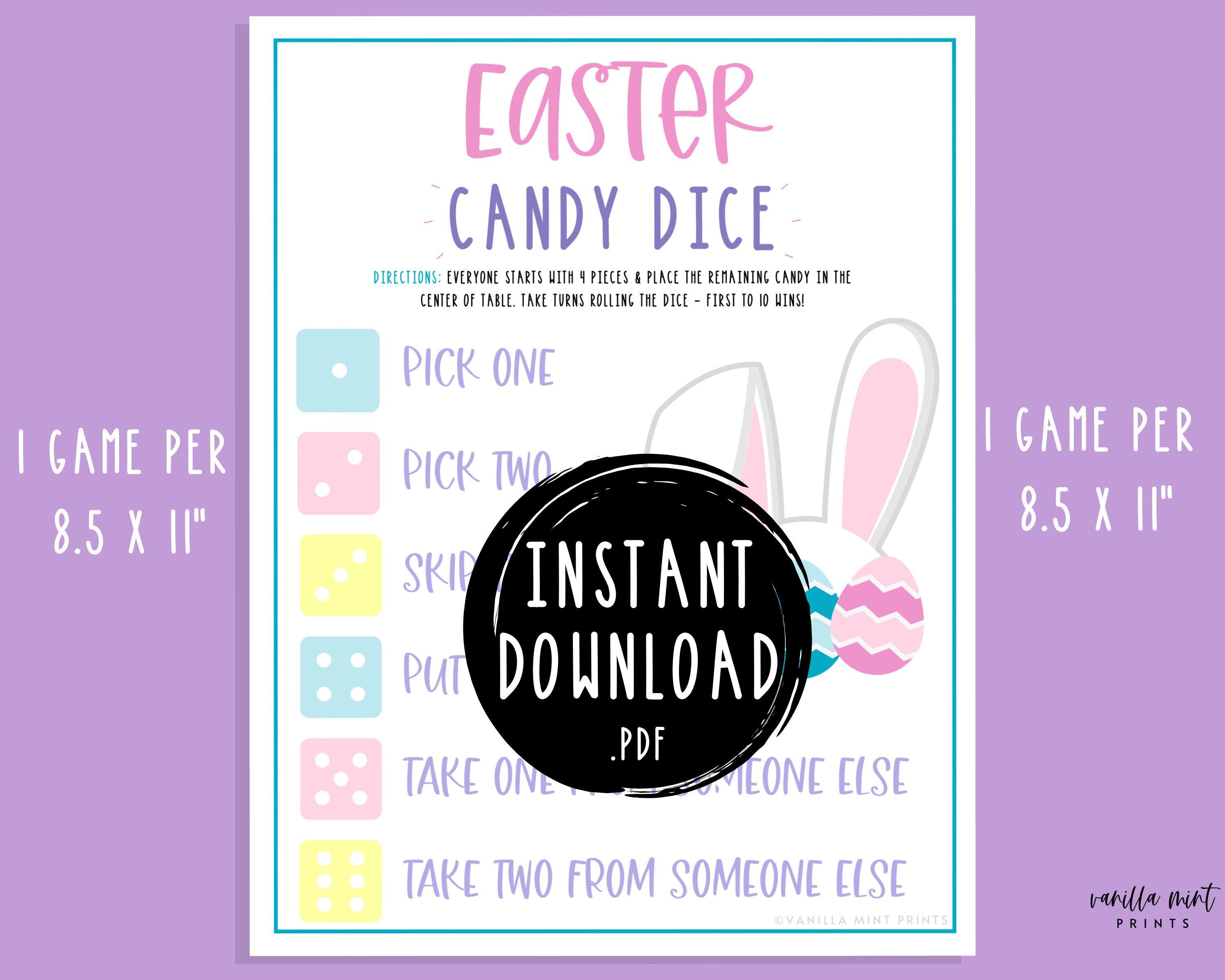 Easter Candy Dice Game Easter Party Games for Kids Kids - Etsy Canada