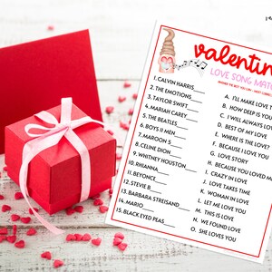 Valentine's Day Love Song Trivia Game | Valentine Printable Game | Fun ...