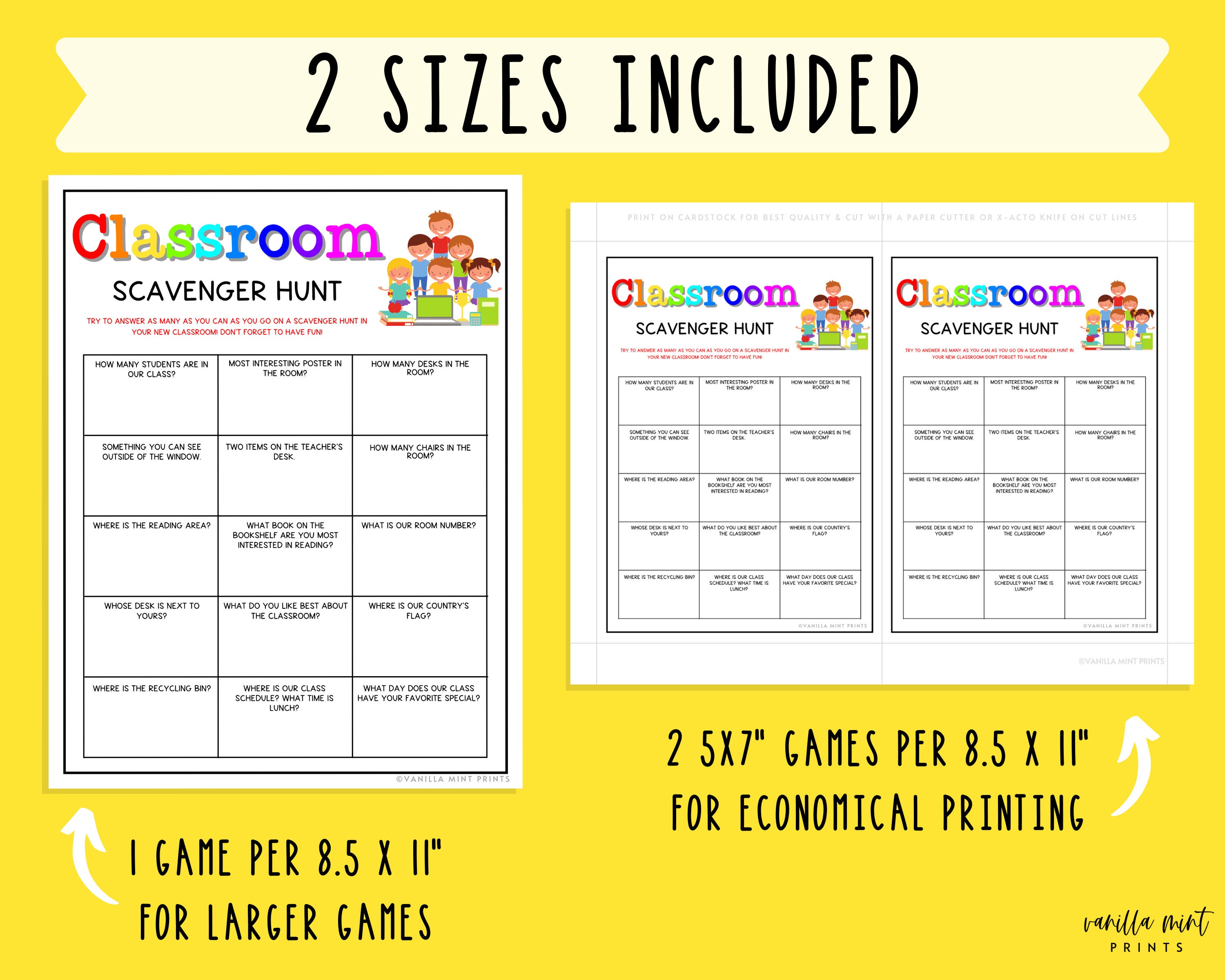 Back to School Classroom Scavenger Hunt First Day of School - Etsy