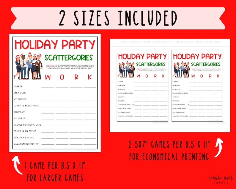 Holiday Office Party Scattergories Game Fun Xmas Games - Etsy