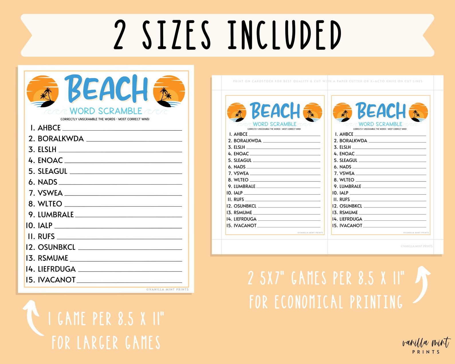 Beach Word Scramble Game Printable Summertime Games Fun - Etsy