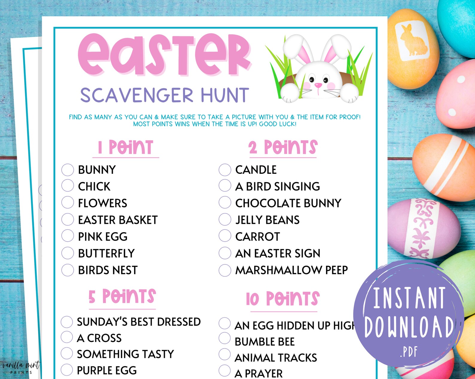 Easter Scavenger Hunt Game Printable Easter Games Party | Etsy