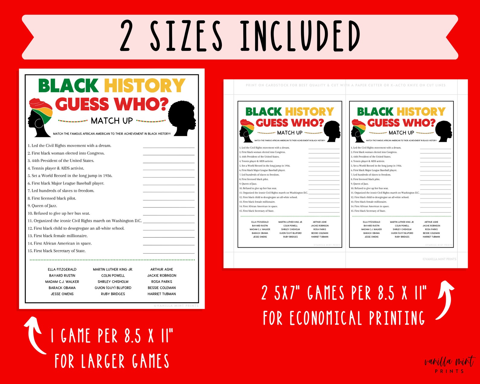 Black History Month Guess Who Match up Trivia Game African American ...