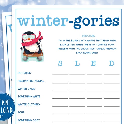 Winter Trivia Game Printable Winter Games Wintertime - Etsy