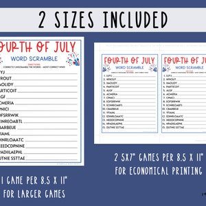 Fourth of July Word Scramble Game | 4th of July Printable Games | USA ...